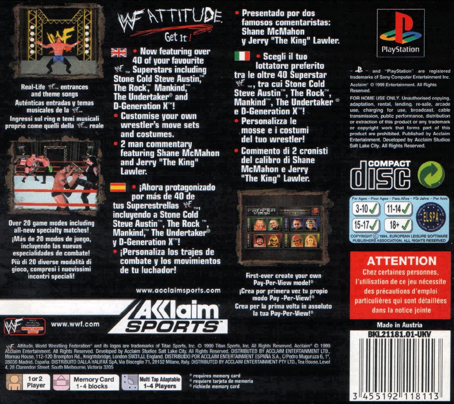WWF Attitude cover or packaging material - MobyGames