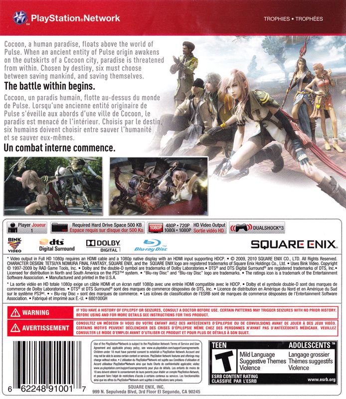 Final Fantasy XIII cover or packaging material - MobyGames