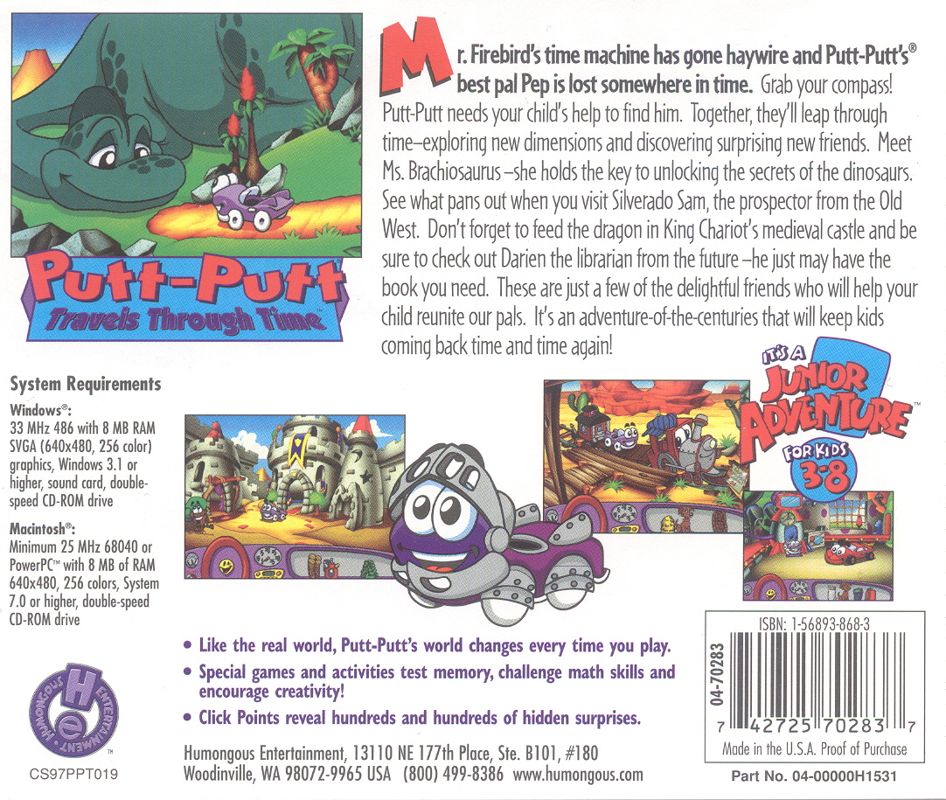 Putt Putt Travels Through Time Cover Or Packaging Material Mobygames