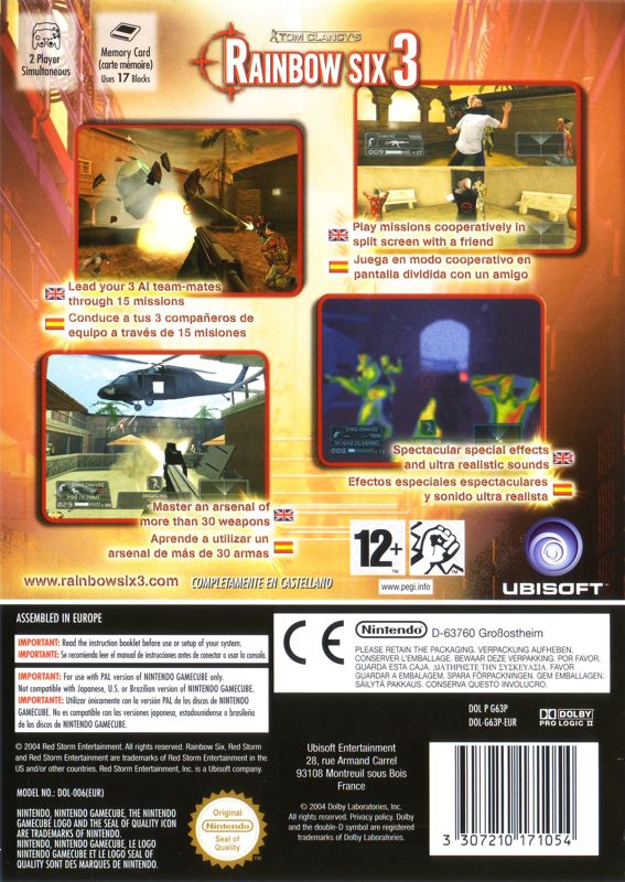 Tom Clancy's Rainbow Six 3 cover or packaging material - MobyGames