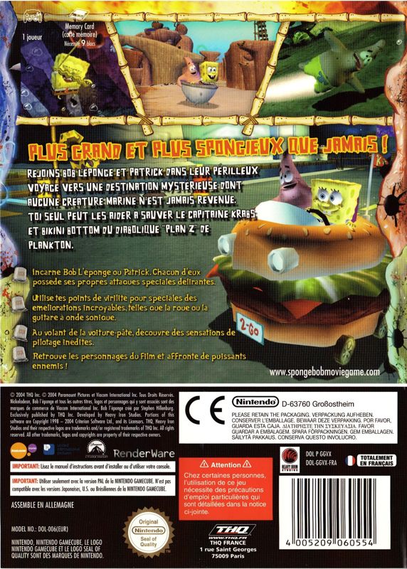 The SpongeBob SquarePants Movie cover or packaging material - MobyGames
