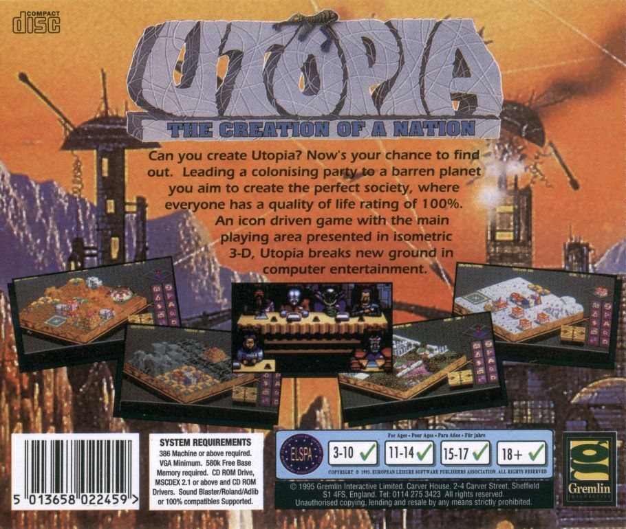 Utopia: The Creation of a Nation cover or packaging material - MobyGames