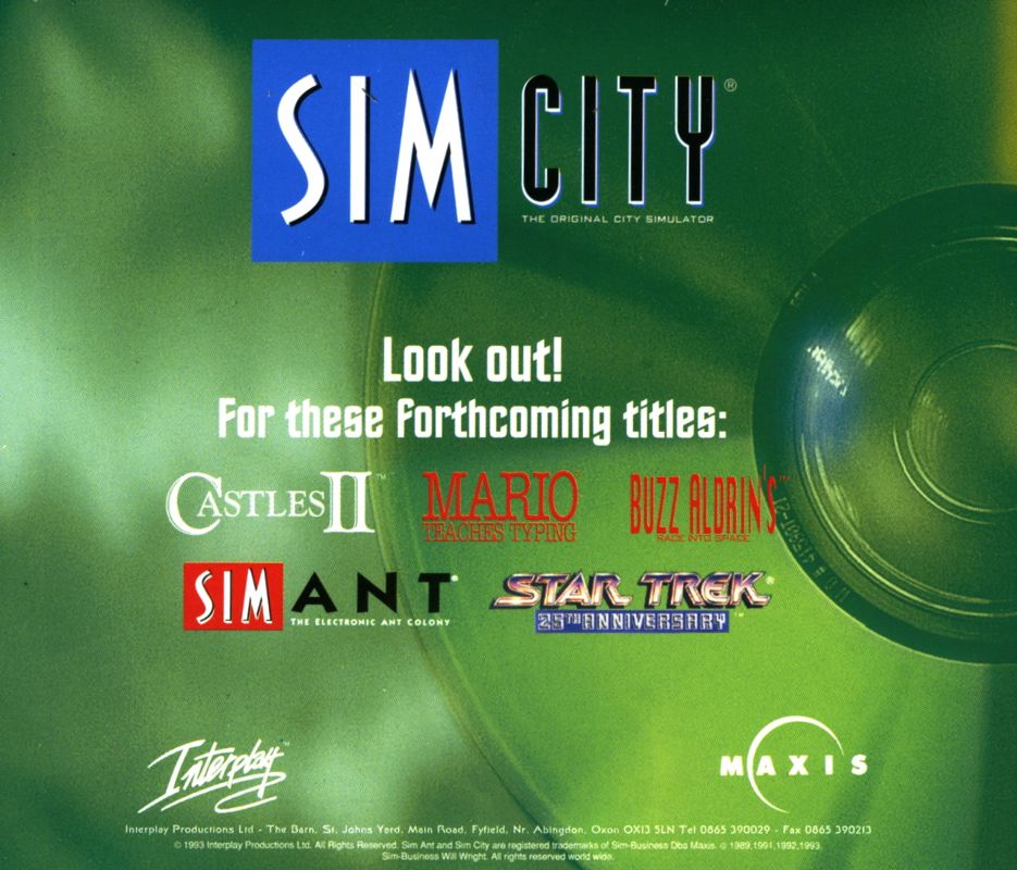 SimCity: Enhanced CD-ROM cover or packaging material - MobyGames