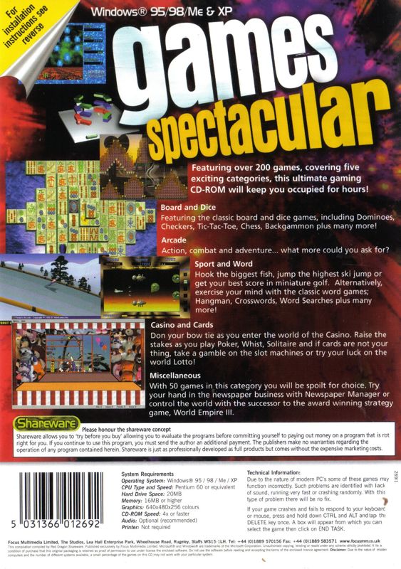 Games Spectacular cover or packaging material - MobyGames