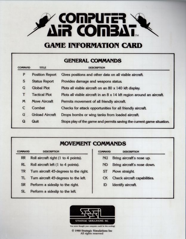Computer Air Combat cover or packaging material - MobyGames