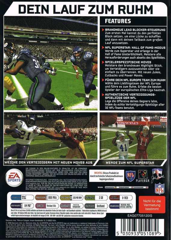 Madden NFL 07 cover or packaging material - MobyGames