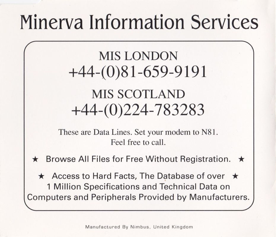 Minerva II Shareware CD Rom (1994) - MobyGames