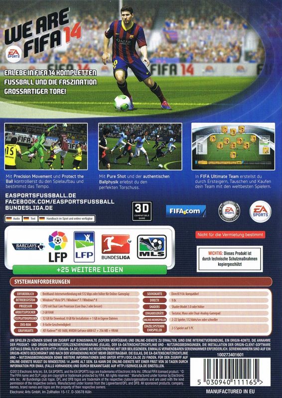 FIFA 14 cover or packaging material - MobyGames