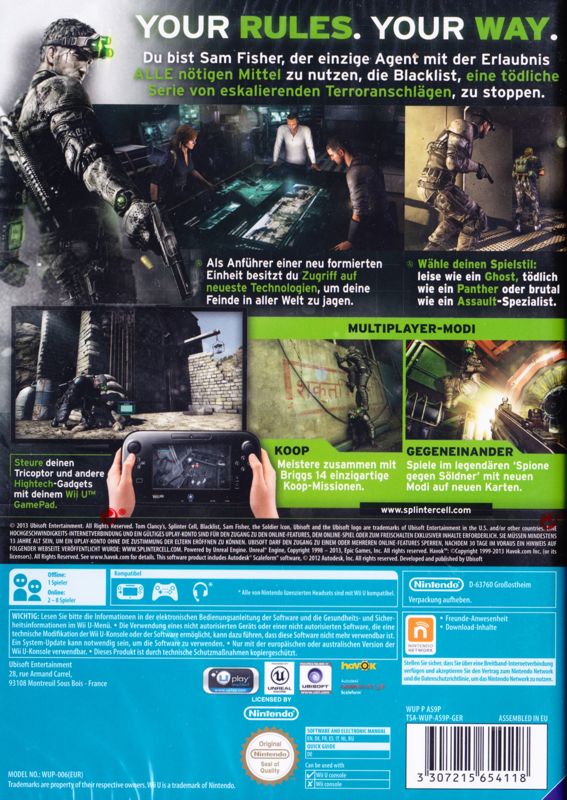 Tom Clancy's Splinter Cell: Blacklist cover or packaging material ...