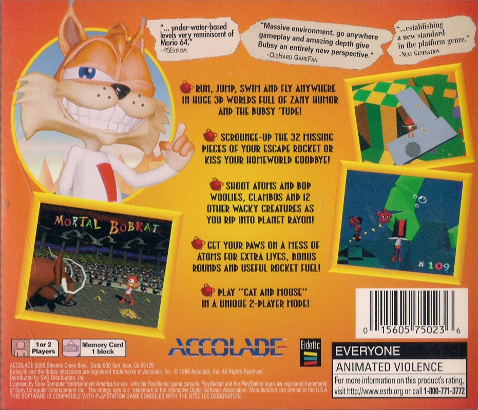Bubsy 3D cover or packaging material - MobyGames