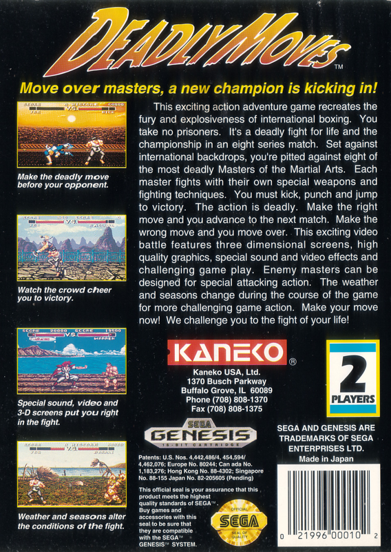 Deadly Moves cover or packaging material - MobyGames Deadly Moves cover or packaging material - MobyGames