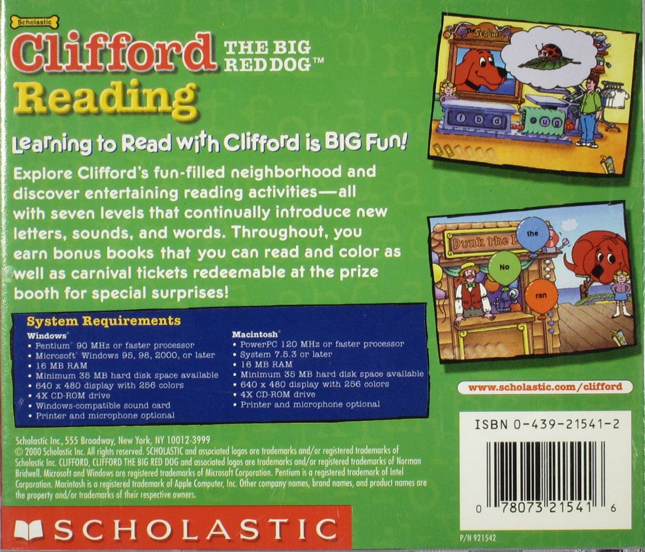 Clifford the Big Red Dog: Reading cover or packaging material - MobyGames