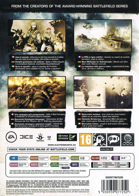 Battlefield: Bad Company 2 cover or packaging material - MobyGames