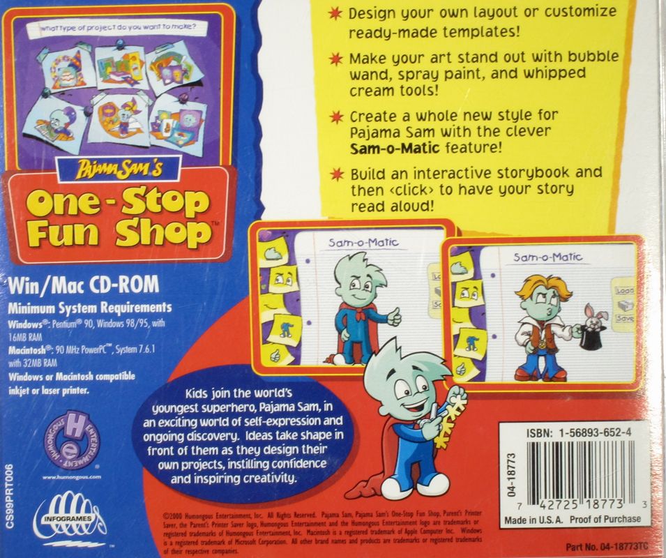 Pajama Sam's One Stop Fun Shop cover or packaging material - MobyGames