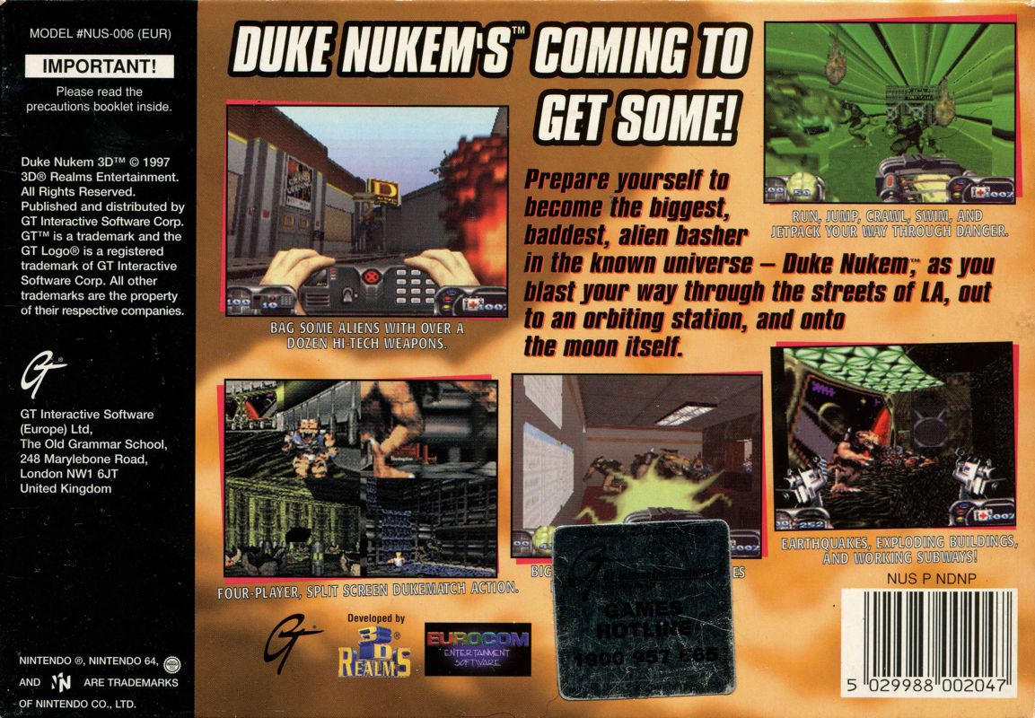 Duke Nukem 64 cover or packaging material - MobyGames