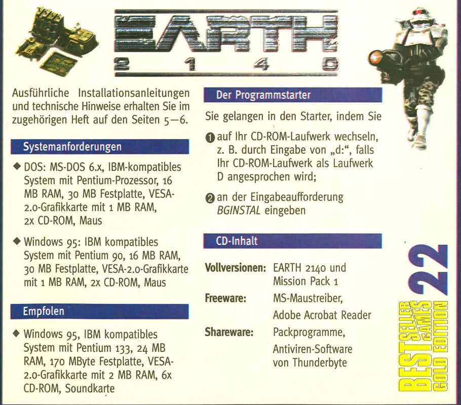 Earth 2140 cover or packaging material - MobyGames