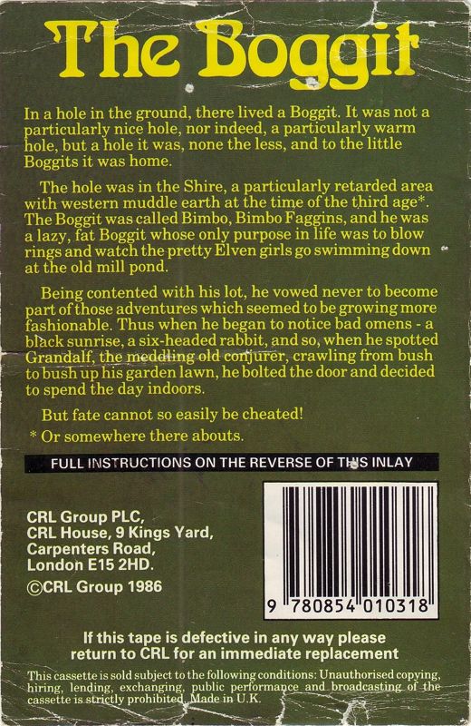 The Boggit: Bored Too cover or packaging material - MobyGames