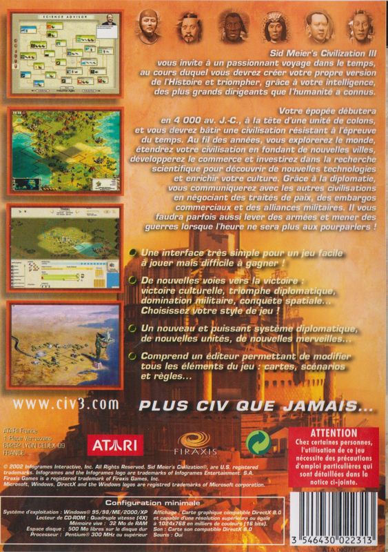 Sid Meier's Civilization III cover or packaging material - MobyGames