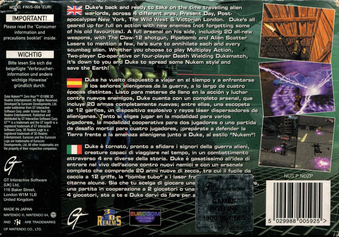 Duke Nukem: Zero Hour cover or packaging material - MobyGames