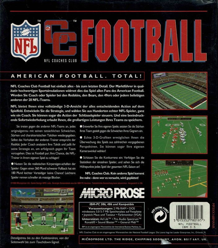 NFL Coaches Club Football cover or packaging material - MobyGames