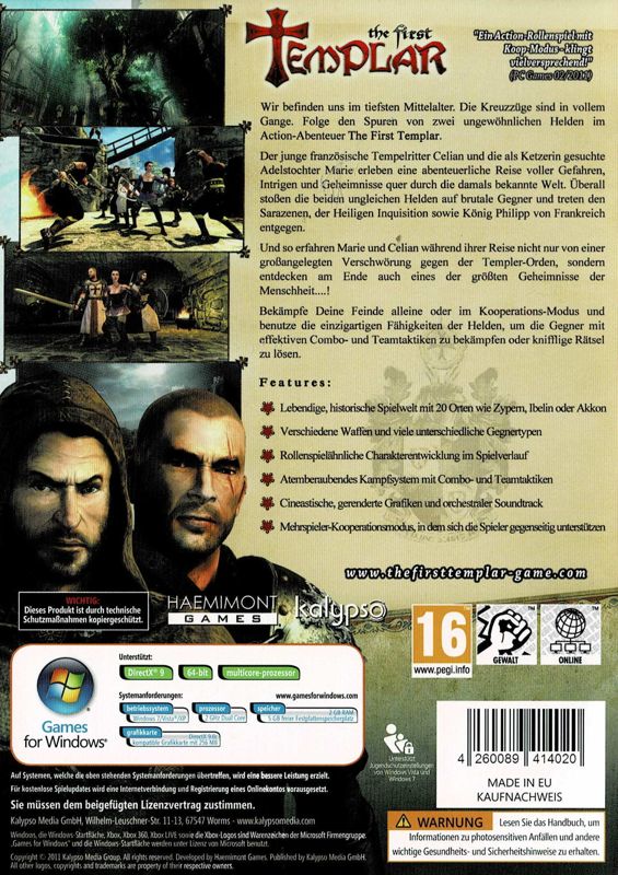 The First Templar (Special Edition) cover or packaging material - MobyGames