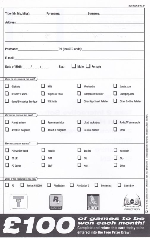 State of Emergency cover or packaging material - MobyGames