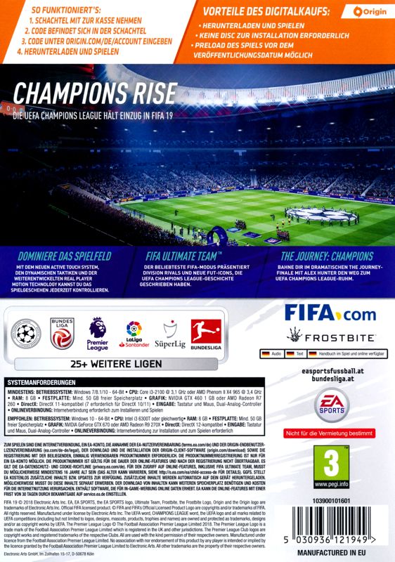 FIFA 19 cover or packaging material - MobyGames