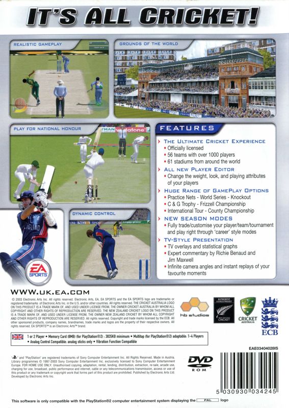 Cricket 2004 cover or packaging material - MobyGames
