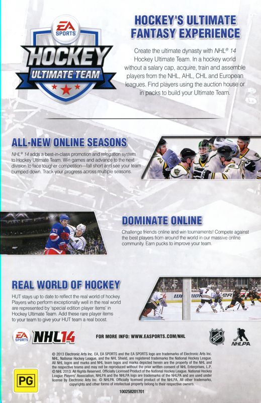NHL 14 cover or packaging material - MobyGames