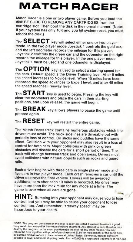 Match Racer cover or packaging material - MobyGames