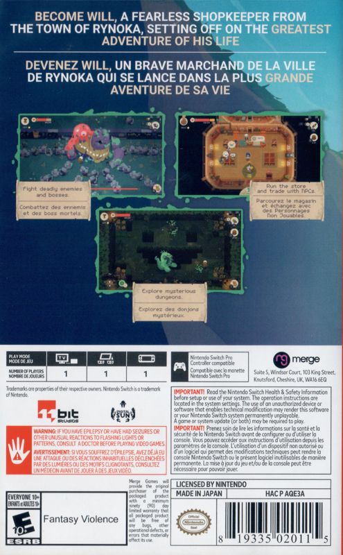 Moonlighter cover or packaging material - MobyGames