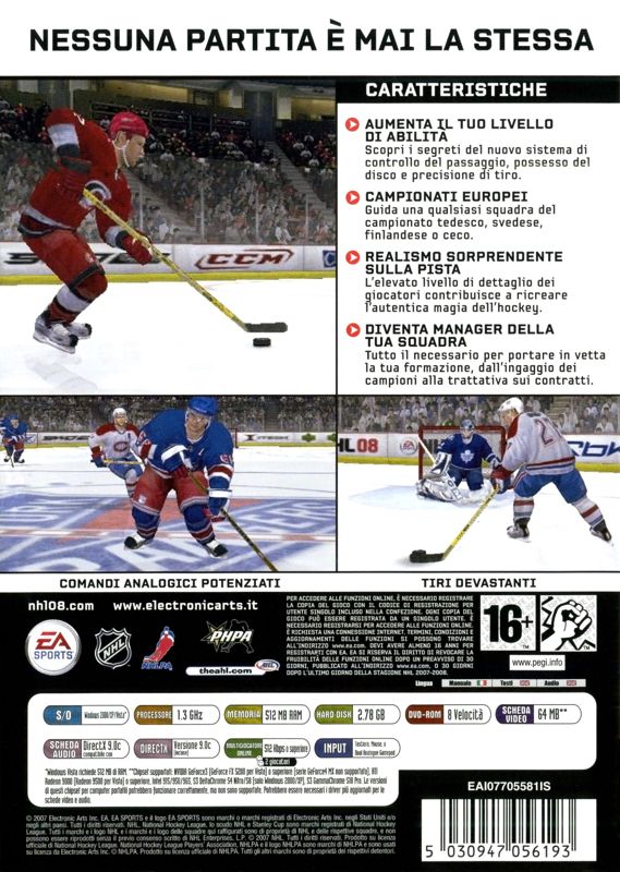 NHL 08 cover or packaging material - MobyGames