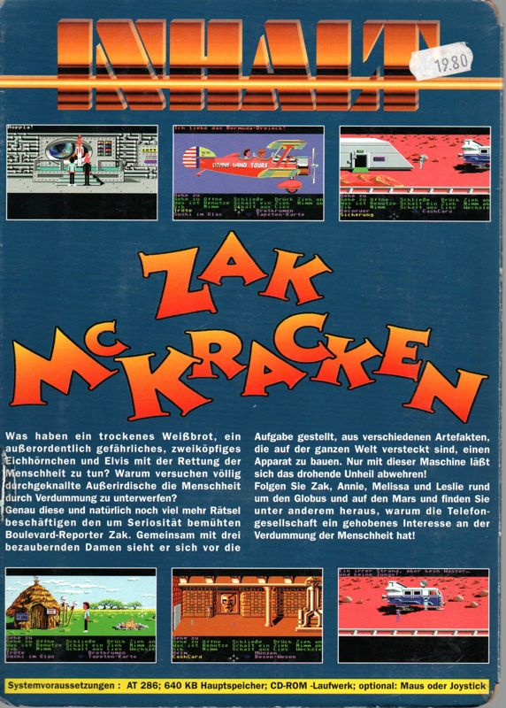 Zak McKracken and the Alien Mindbenders cover or packaging material ...