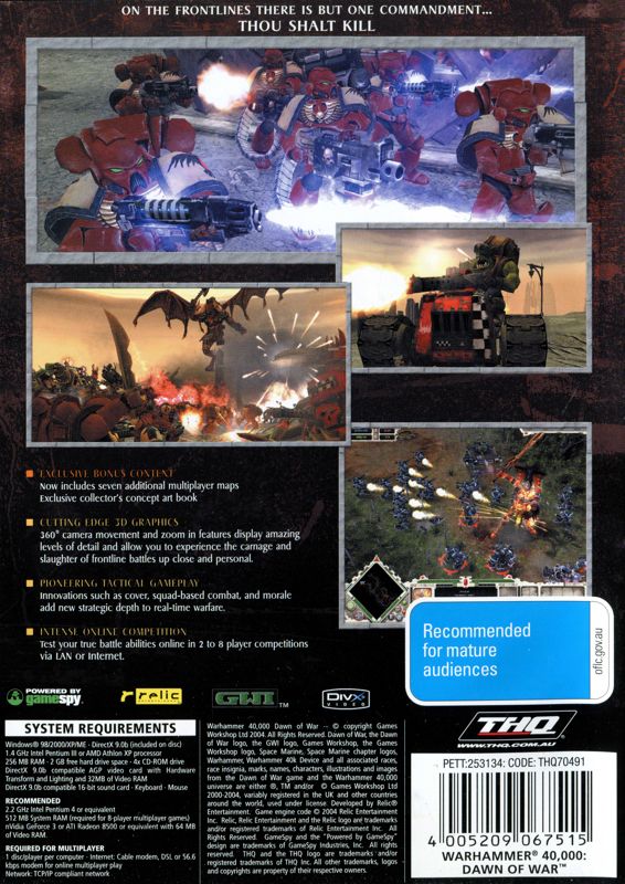 Warhammer 40,000: Dawn of War - Game of the Year cover or packaging material - MobyGames