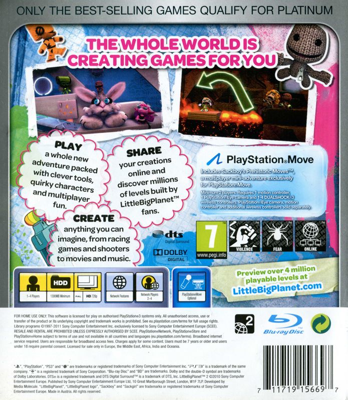 LittleBigPlanet 2 cover or packaging material - MobyGames