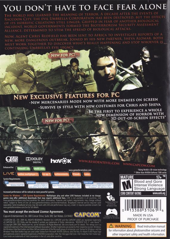 Resident Evil 5 cover or packaging material - MobyGames