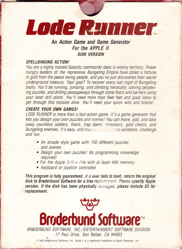 Lode Runner cover or packaging material - MobyGames