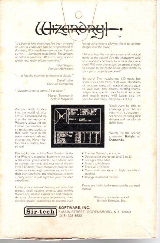 Wizardry: Proving Grounds of the Mad Overlord cover or packaging ...