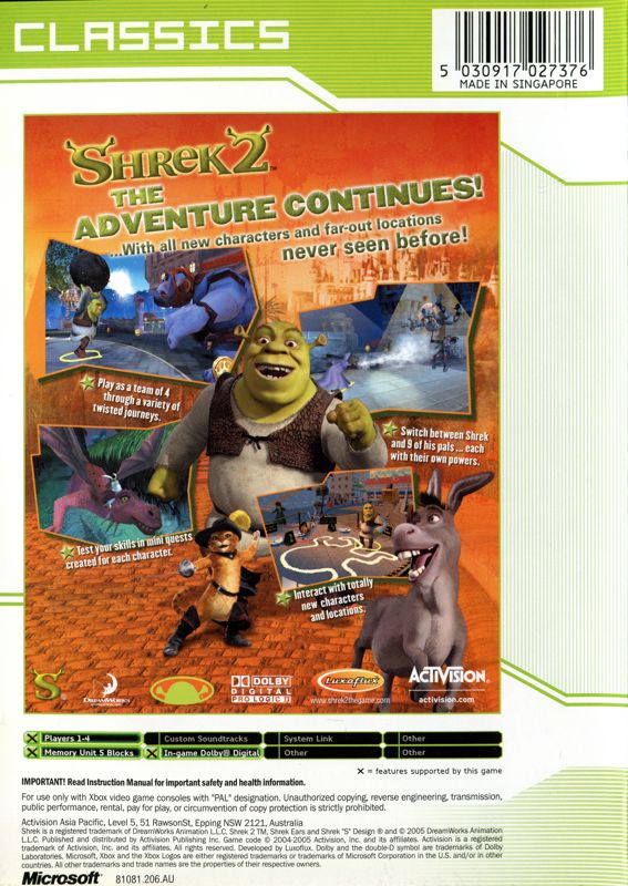 Shrek 2 cover or packaging material - MobyGames