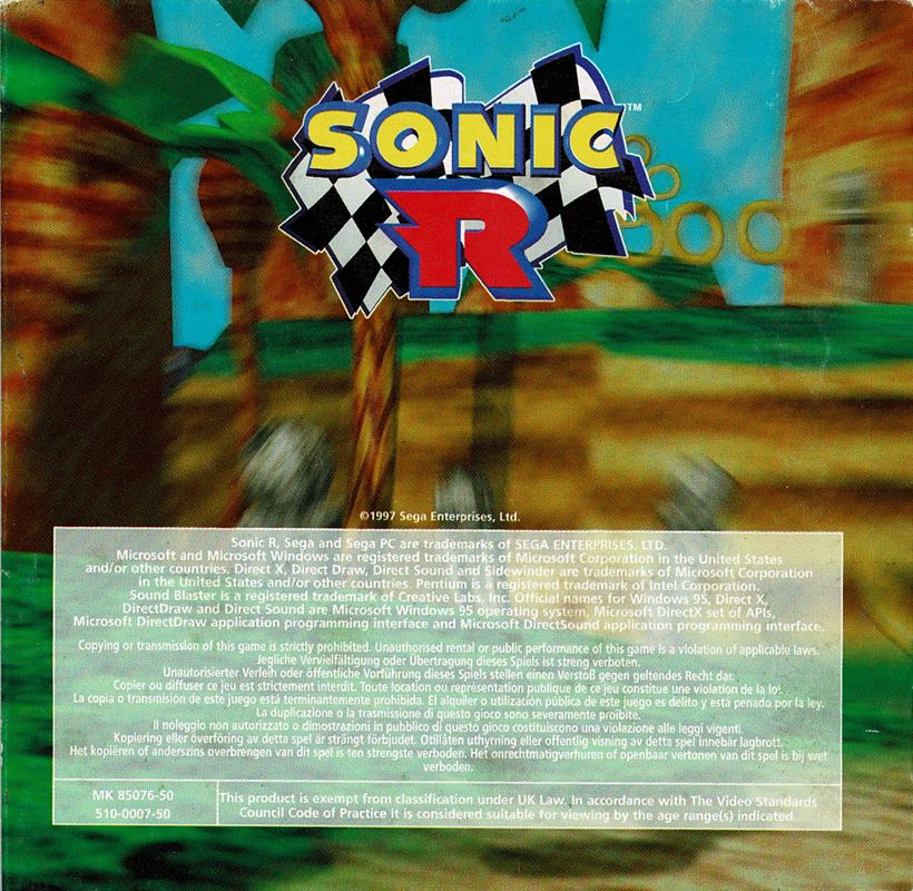 Sonic R cover or packaging material - MobyGames