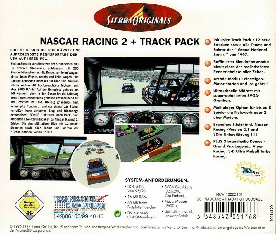 NASCAR Racing 2 + Track Pack cover or packaging material - MobyGames