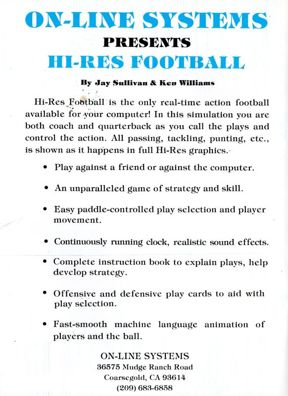 Hi-Res Football cover or packaging material - MobyGames