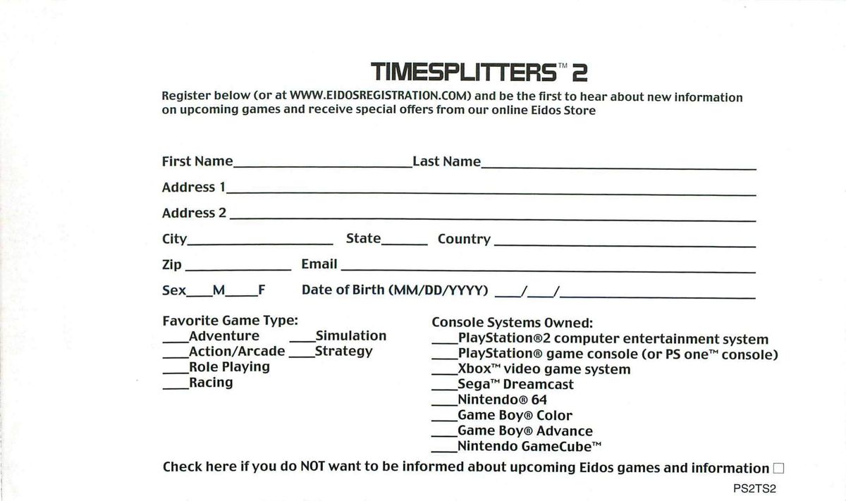 TimeSplitters 2 cover or packaging material - MobyGames