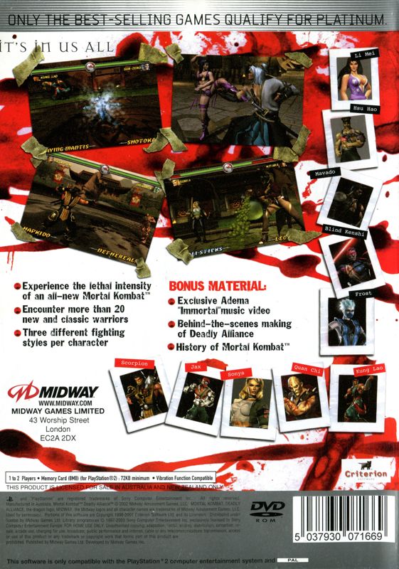 Mortal Kombat: Deadly Alliance cover or packaging material - MobyGames