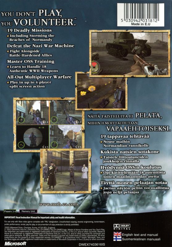 Medal of Honor: Frontline cover or packaging material - MobyGames