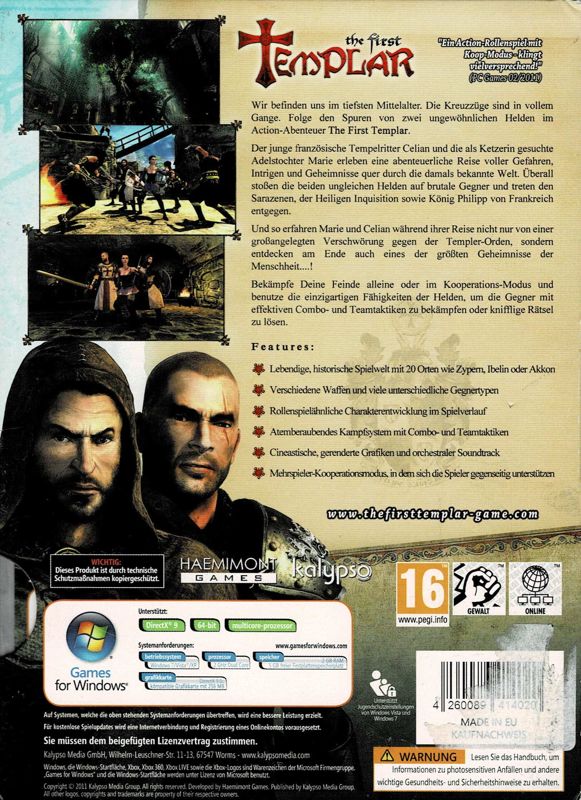 The First Templar (Special Edition) cover or packaging material - MobyGames