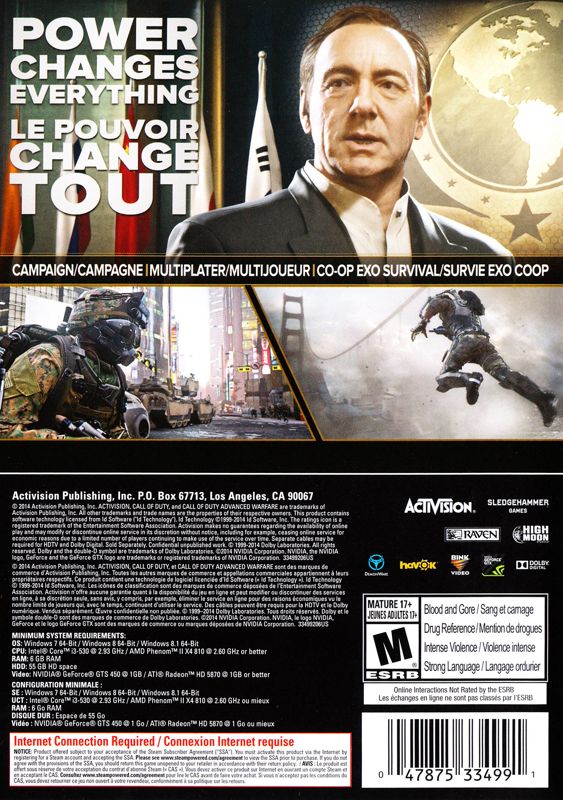 Call of Duty: Advanced Warfare cover or packaging material - MobyGames