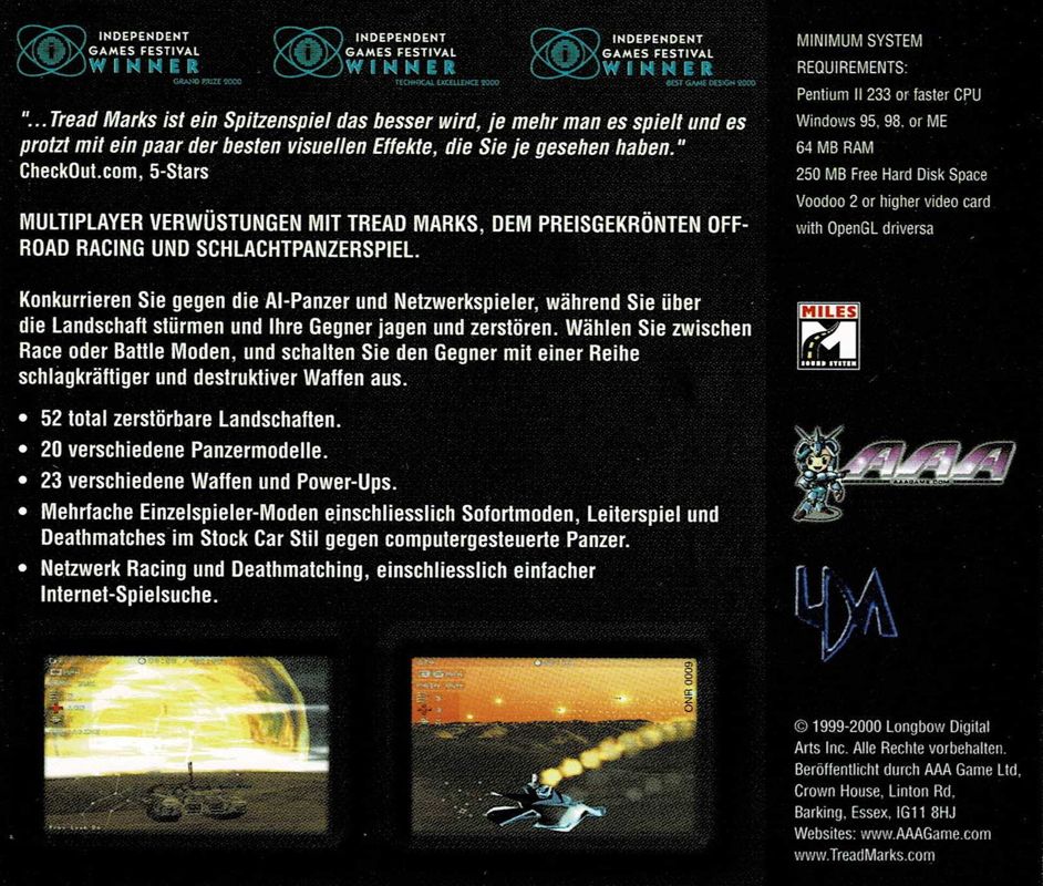 Tread Marks cover or packaging material - MobyGames