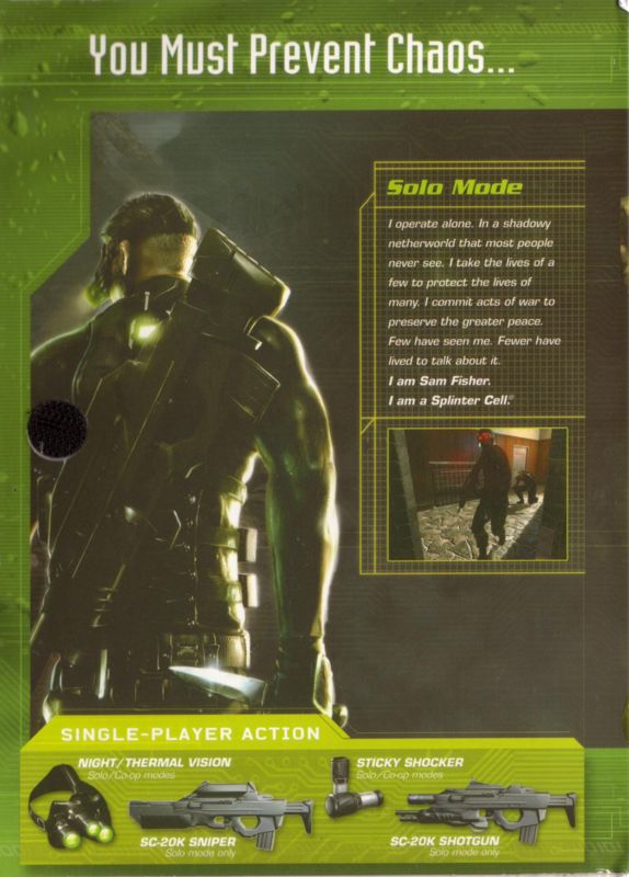 Tom Clancy's Splinter Cell: Chaos Theory cover or packaging material ...