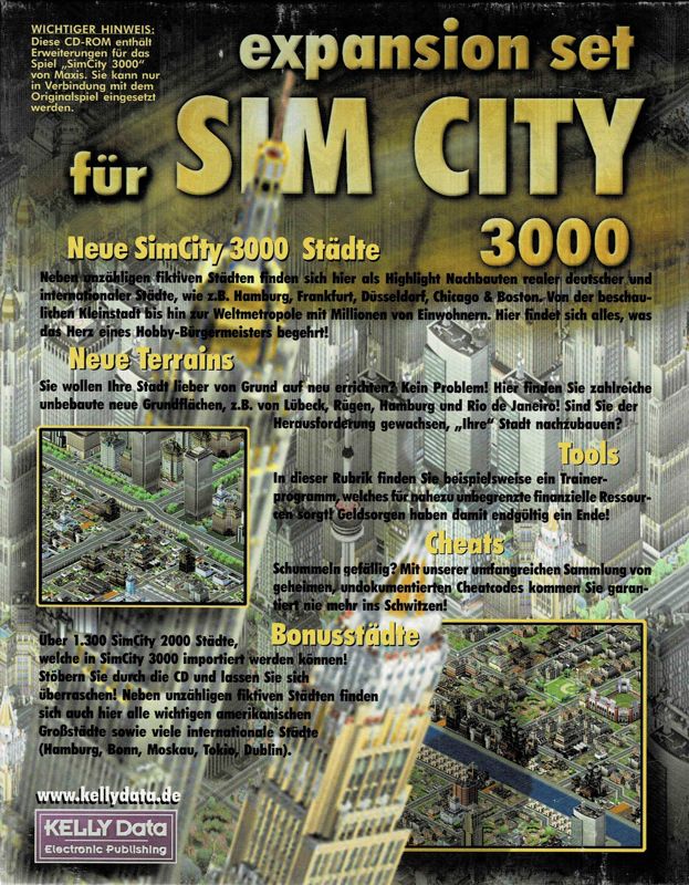 Expansion Set für Sim City 3000 cover or packaging material - MobyGames